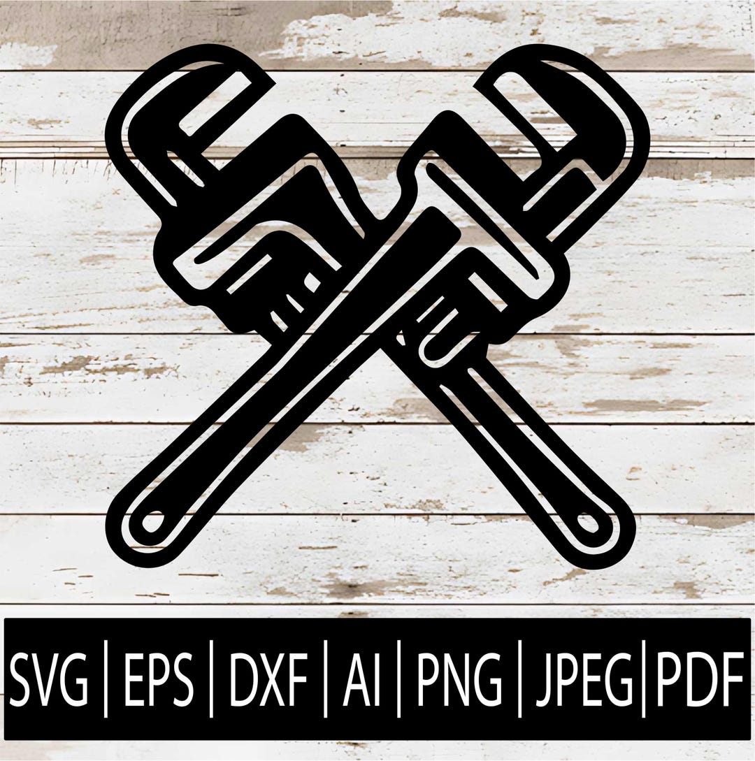 Crossed Pipe Wrenches SVG Design | Plumber Tools Vector Design Clipart ...