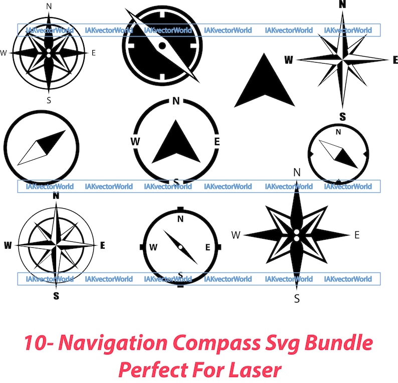 Compass SVG Bundle - Nautical Arrow & Boho Travel Vector - 10 ...