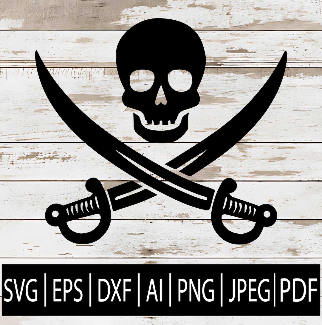 Pirate Skull and Crossed Swords SVG – Pirate Flag Emblem Design for ...