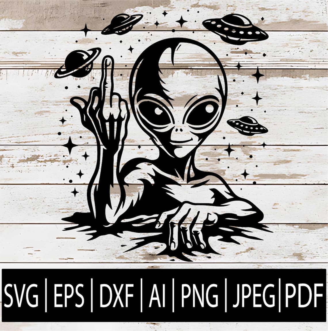 Peeking Alien Middle Finger SVG | Funny UFO Extraterrestrial Flipping ...