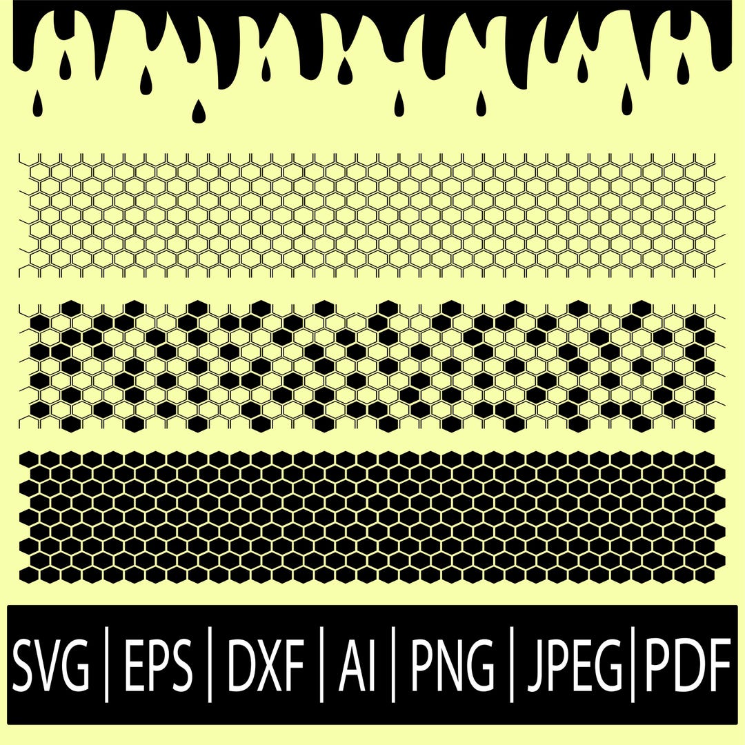 Honeycomb, Hexagon, and Drip Patterns Silhouette, Logo, Clipart ...