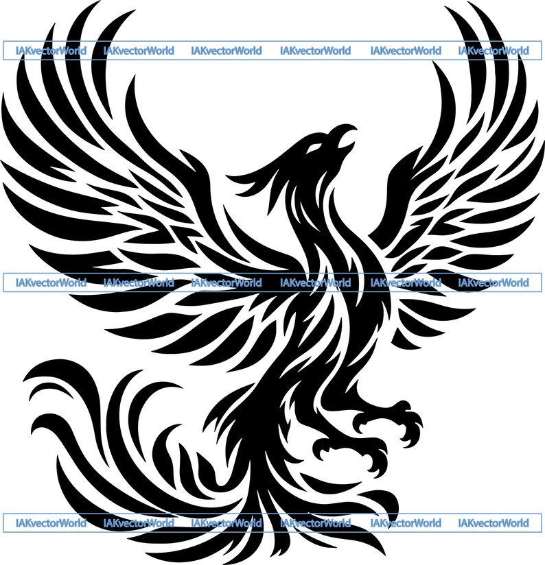 Phoenix Tribal Tattoo SVG | Rising Phoenix Vector | Eagle Bird Clipart ...