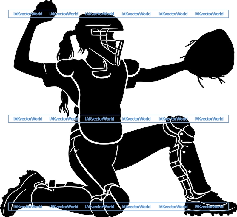 Softball Catcher Play Design SVG | Eps Png Jpg Dxf Ai Pdf Cut Files for ...