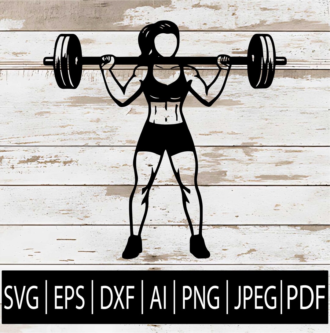 Weightlifting SVG Design | Woman Weightlifter Gym Workout Silhouette ...