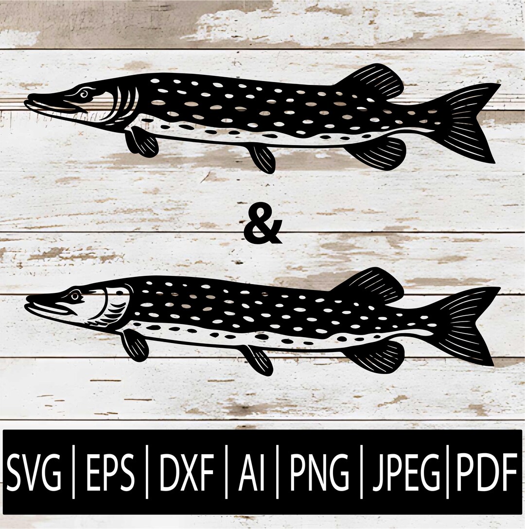 Pike Fish SVG Bundle | 2 Northern Pike Fishes Design Clipart for Cricut ...