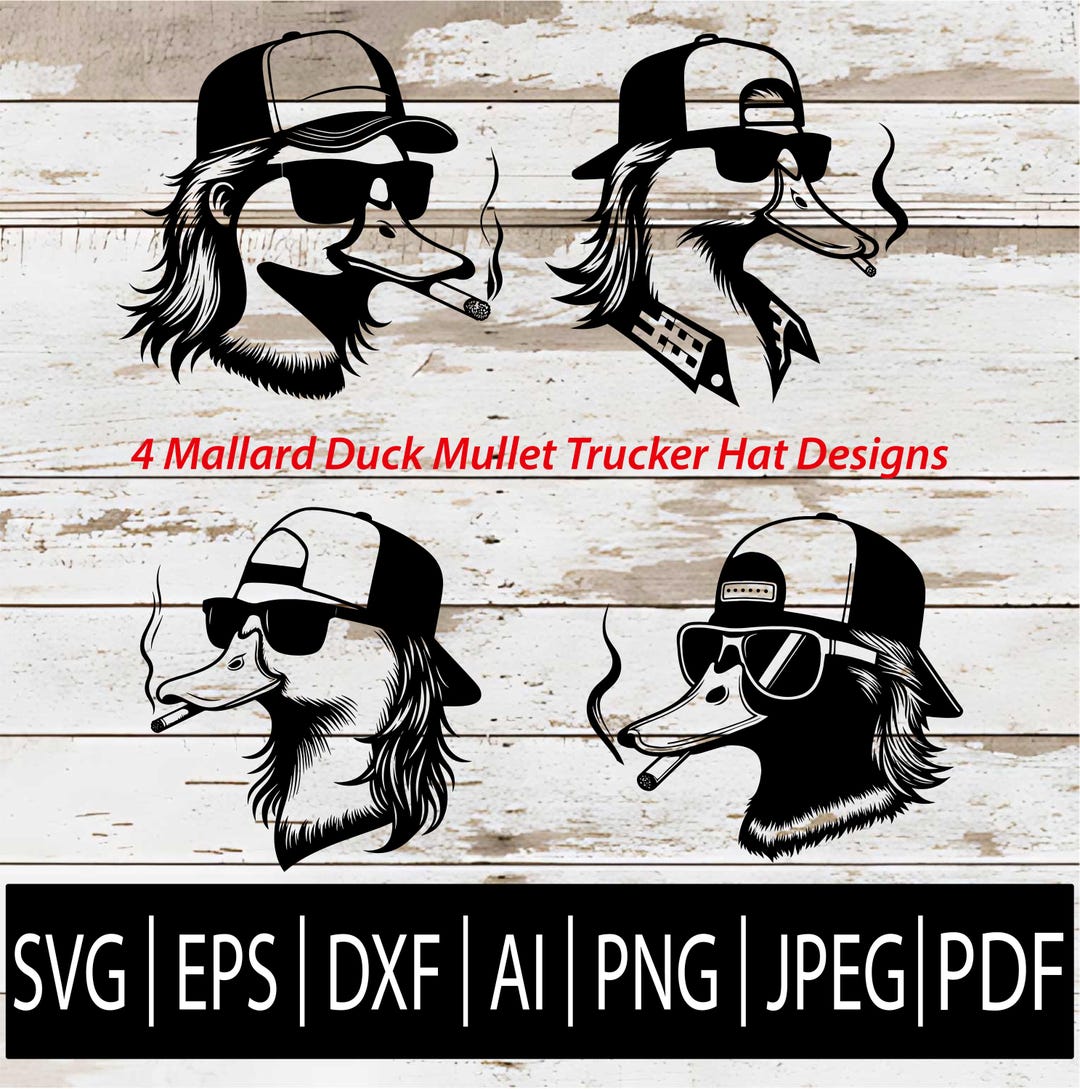 Mallard Duck Mullet Trucker Hat SVG Bundle | Svg Eps Png Jpg Dxf Ai Pdf ...