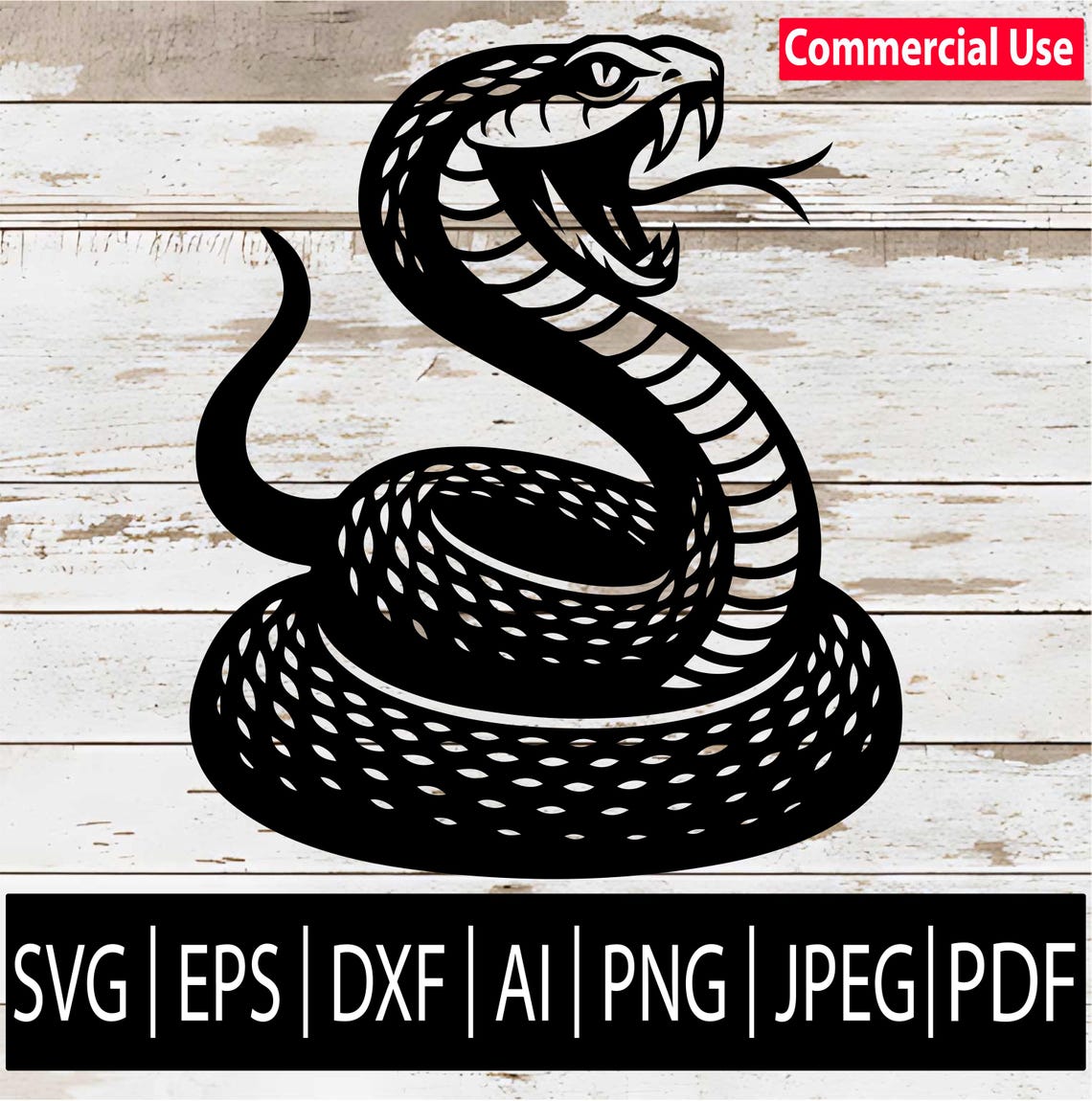 Coiled Cobra Hissing Snake SVG | Fierce Snake Vector Graphic Clip Art ...
