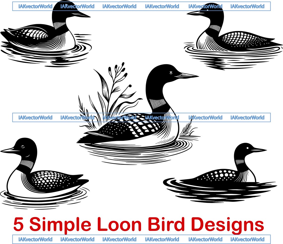 5 Loon Bird SVG Bundle | Waterfowl Silhouettes | Wildlife Clipart ...