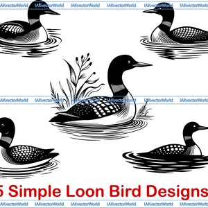 5 Loon Bird SVG Bundle | Waterfowl Silhouettes | Wildlife Clipart ...