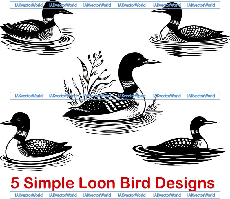 5 Loon Bird SVG Bundle | Waterfowl Silhouettes | Wildlife Clipart ...