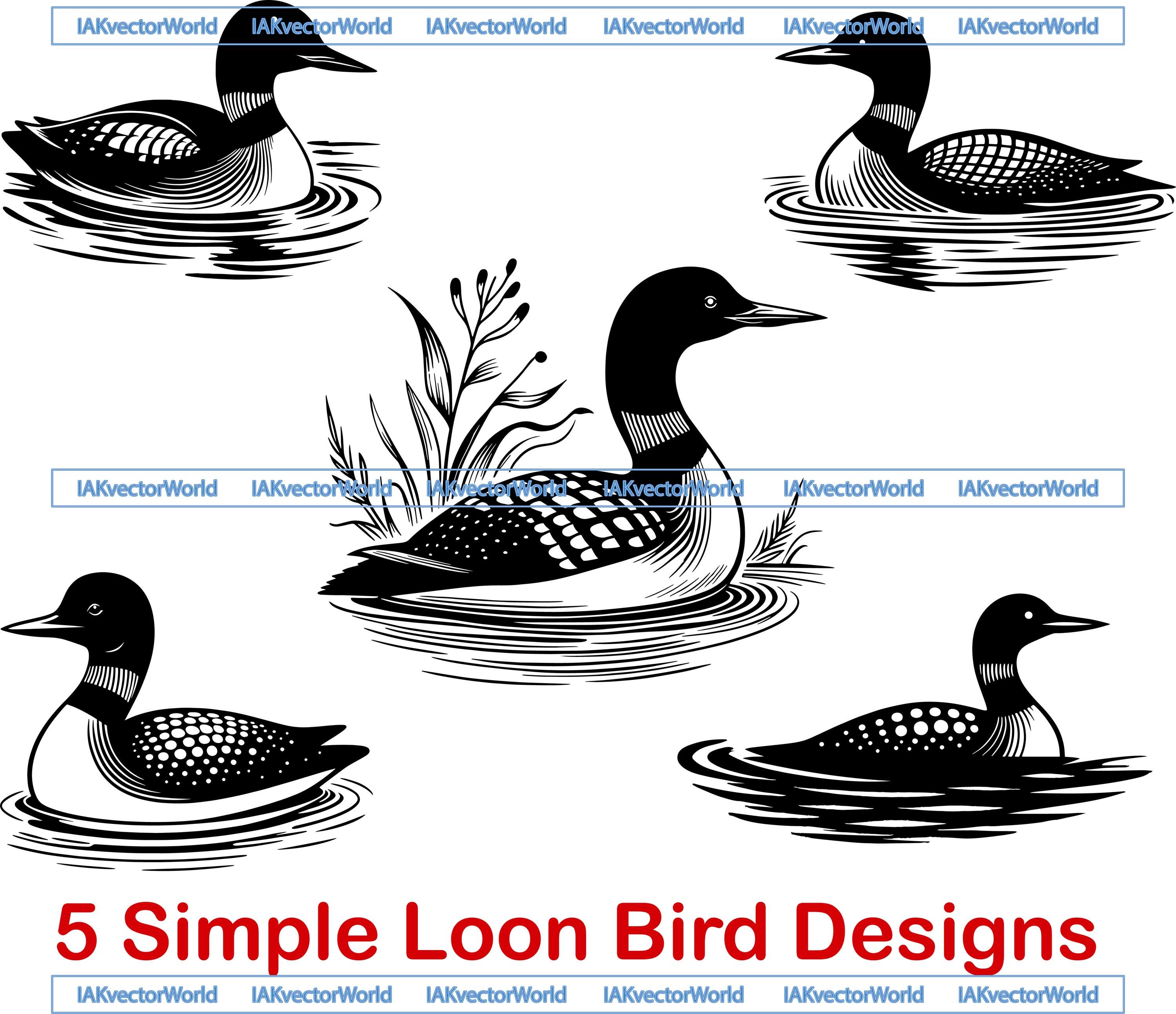 5 Loon Bird SVG Bundle | Waterfowl Silhouettes | Wildlife Clipart ...