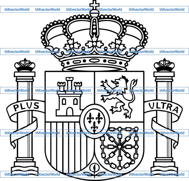 Spanish Coat of Arms SVG | Spanish National Flag Crest Outline | Spain ...