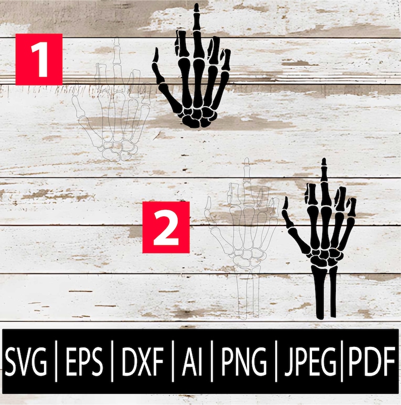 Skeleton Middle Finger SVG Bundle - Bone Hand Gesture Clipart - Gothic ...