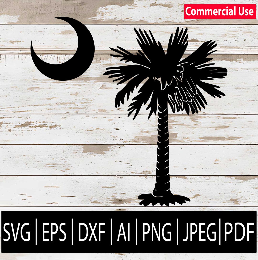 South Carolina State Flag Palmetto Tree and Crescent Moon SVG - Vector ...