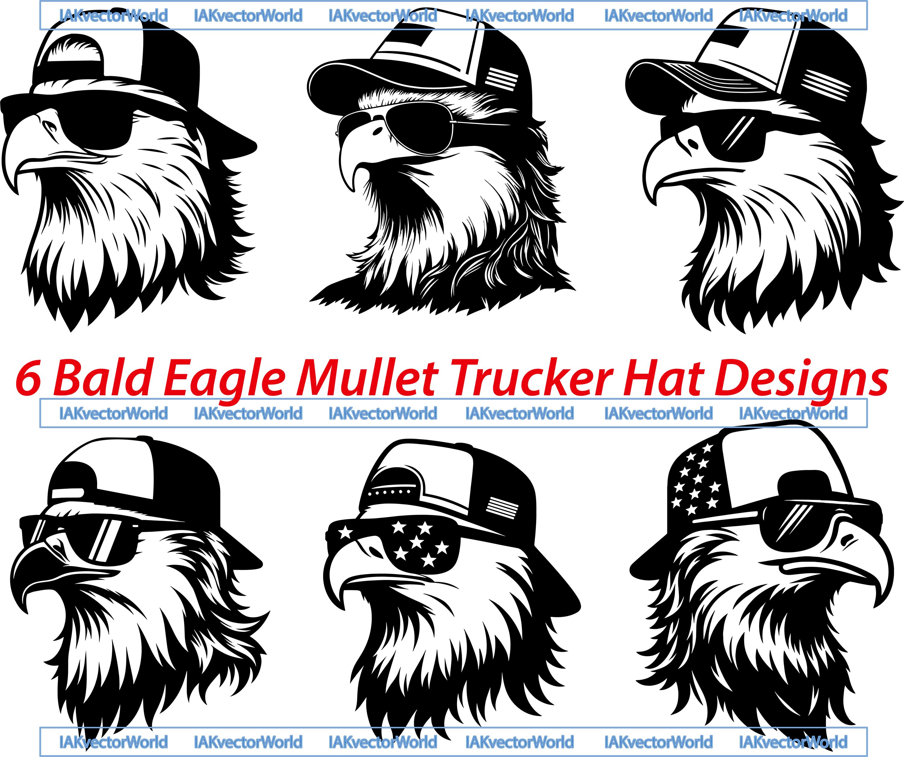 6 Bald Eagle Mullet Trucker Hat SVG Bundle|eps Png Jpg Dxf Ai Pdf ...