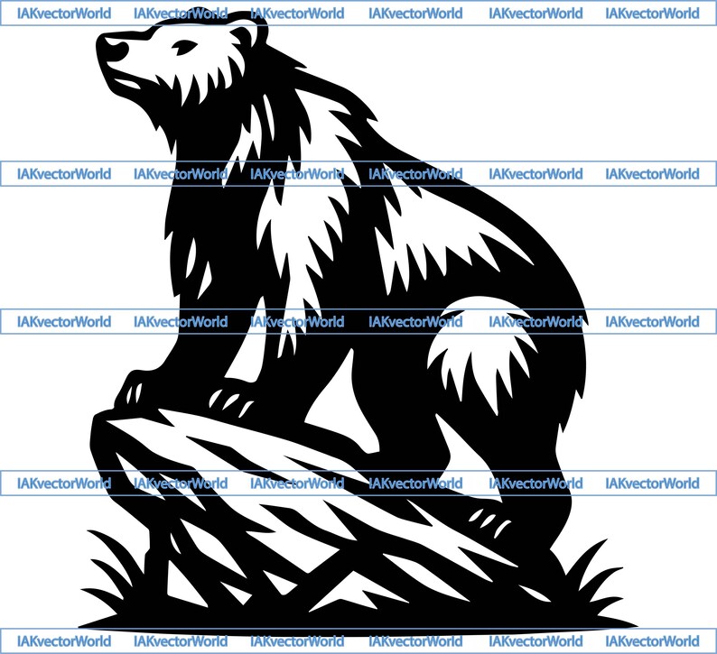 Black Bear SVG, Bear on Boulder Silhouette, Mountain Forest Scene for ...