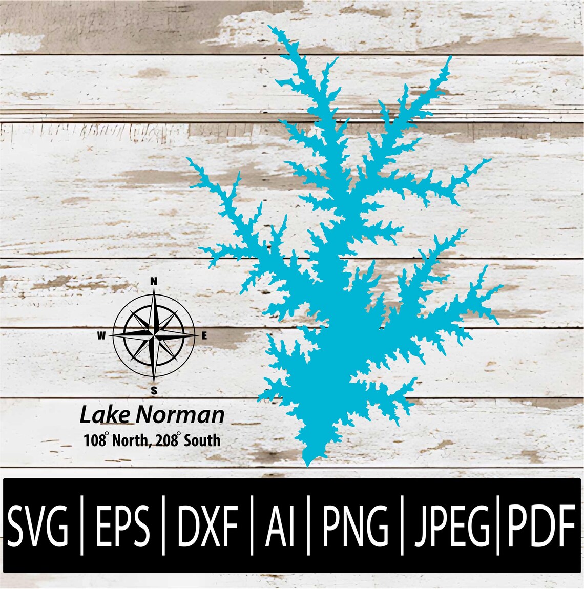 Lake Norman North Carolina SVG | Lake Map Vector Clipart for Cricut ...