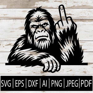 Peeking Bigfoot Middle Finger SVG | Sasquatch Bigfoot Funny Silhouette ...