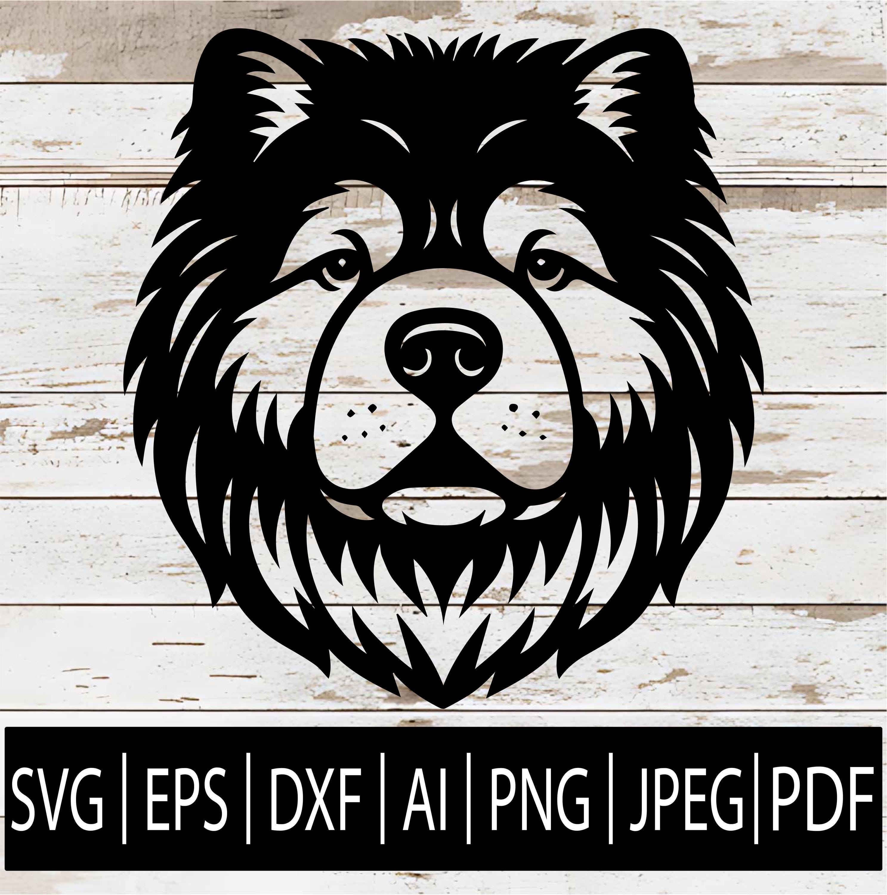 Chow Chow Dog Head SVG | Fluffy Dog Clipart for Cricut Silhouette ...
