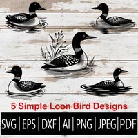 Simple Loon Bird in Water Svg Png Dxf Eps Pdf | Vector Graphic Design ...