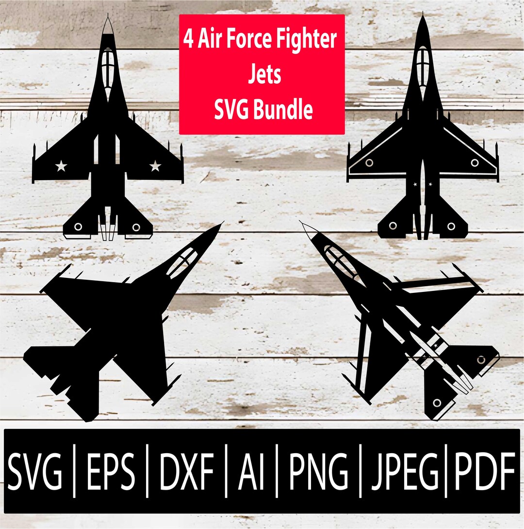 4 Fighter Jet SVG Bundle | Military Aircraft SVG Cut Files for Cricut ...