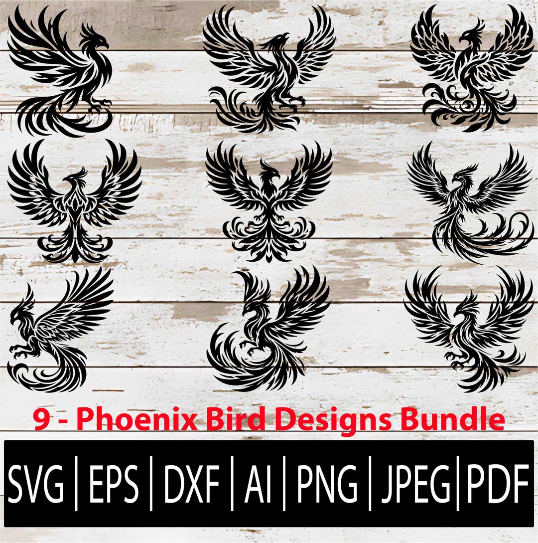 Phoenix SVG Bundle | Mythical Fire Bird Vector | Tribal Phoenix Clipart ...