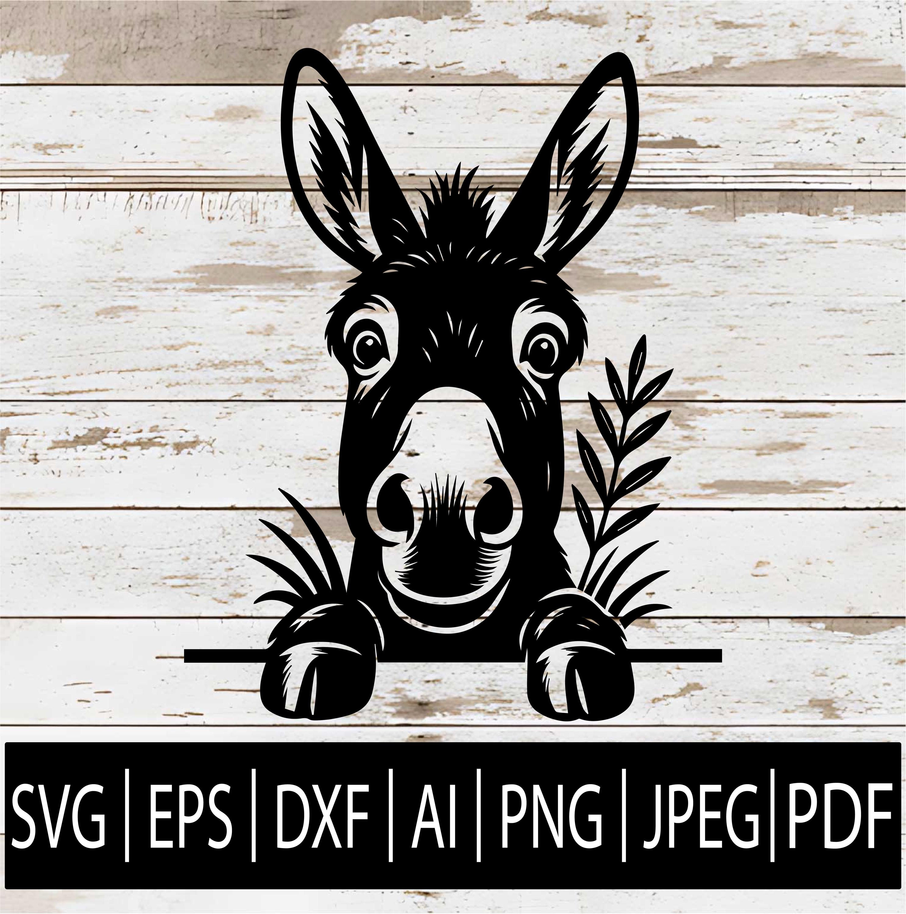 Peeking Donkey SVG | Funny Farm Animal Mule Head Design Cut File ...