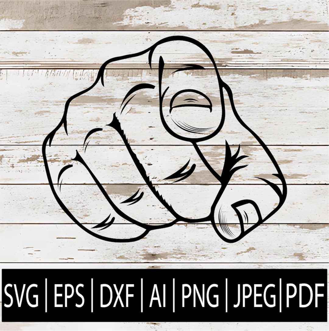 Pointing Hand SVG | Vintage Hand Pointing Clipart | Hey You Finger Sign ...