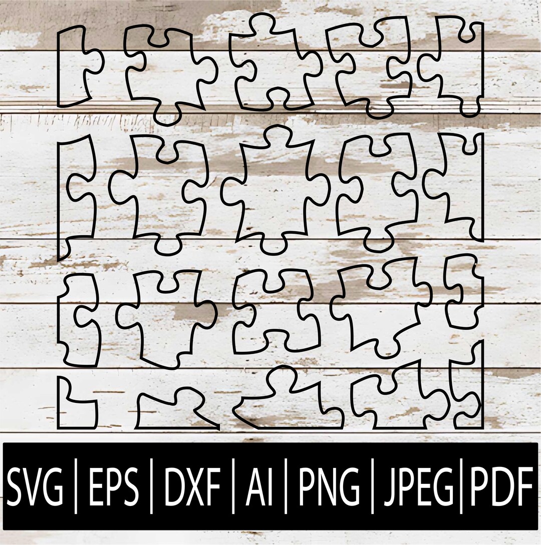 Puzzle Pieces SVG Bundle | Seamless Pattern & Outline Cut Files for ...