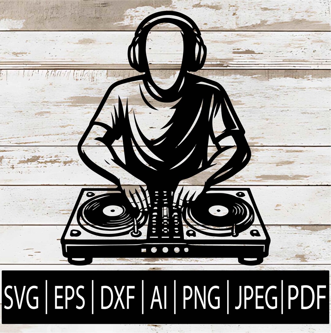 DJ SVG | Turntable Headphones Mixing Deck Silhouette | Music Jockey Cut ...
