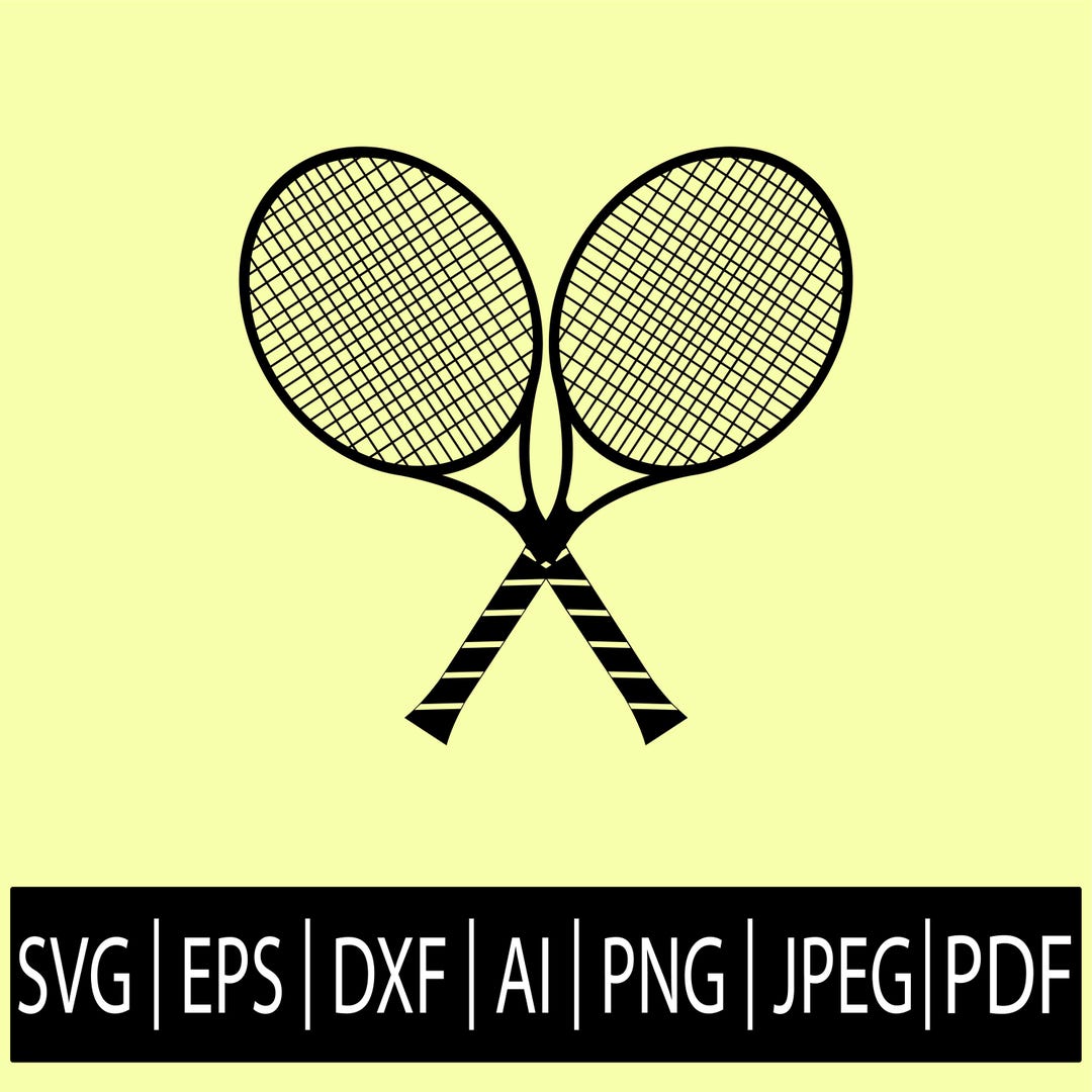 Crossed Tennis Rackets SVG, Tennis Rackets Silhouette, Icon, Sign, Logo ...