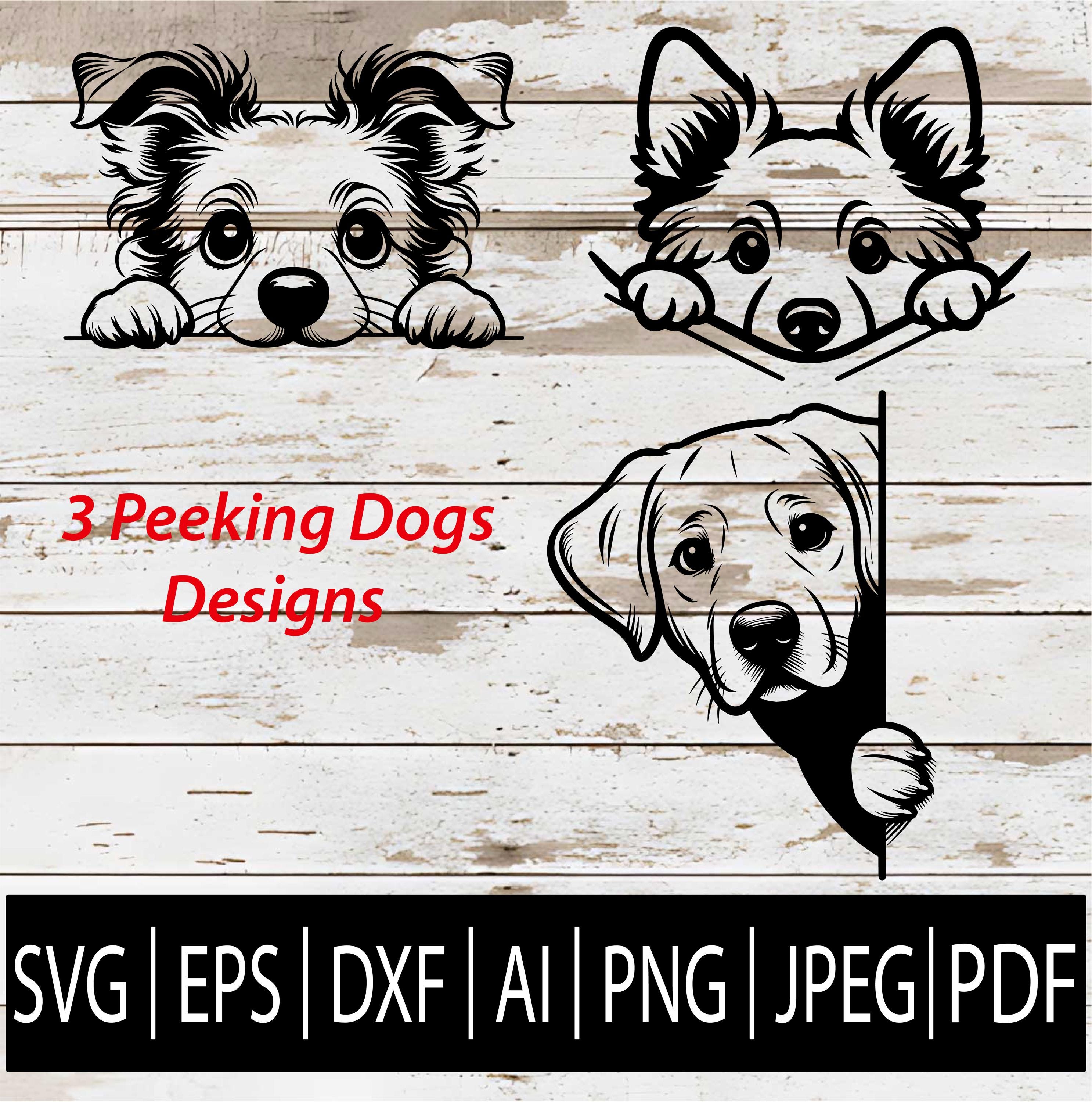 3 Peeking Dogs SVG Bundle | Dog Face Cut Files for Cricut Sublimation ...