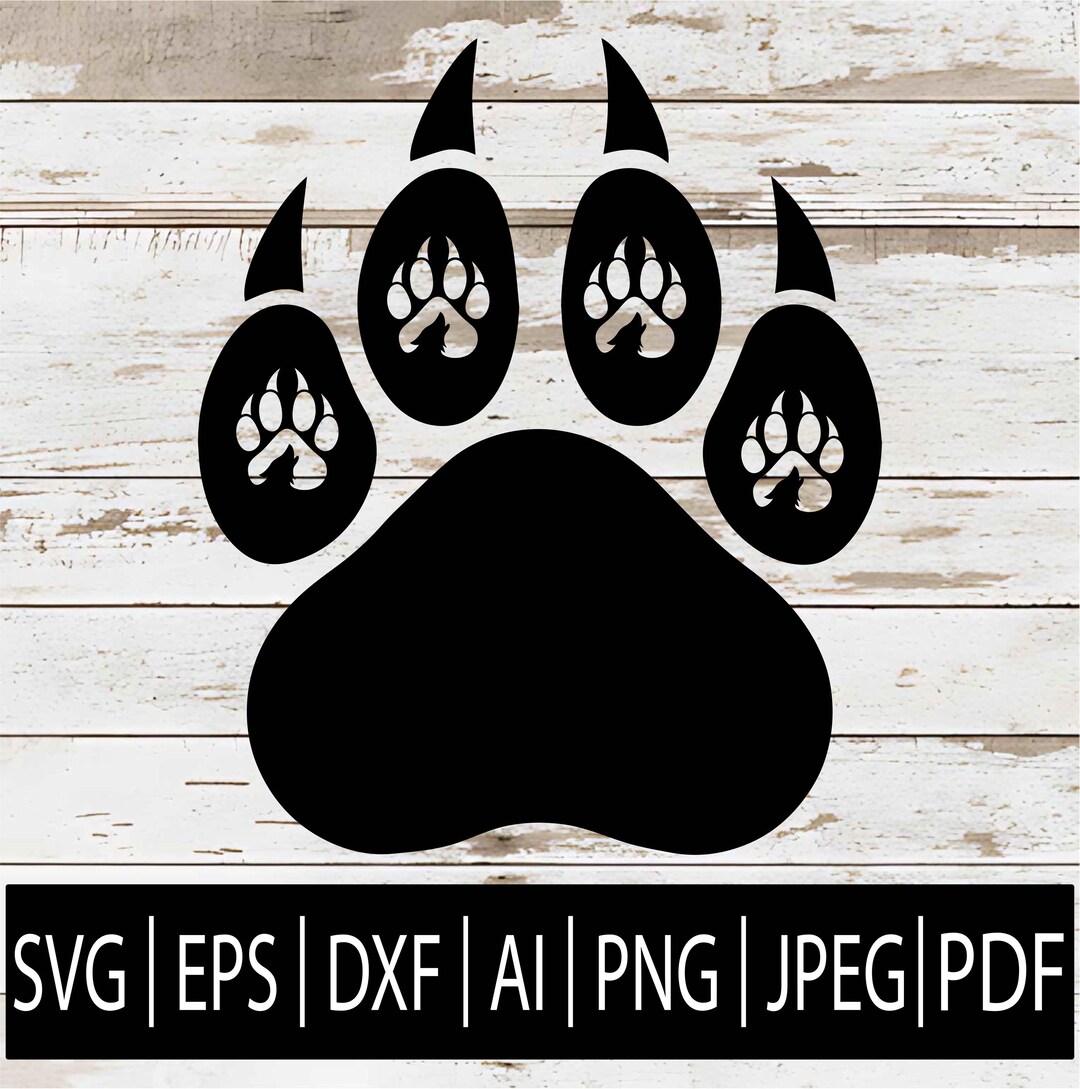 Wolf Paw SVG | Wolf Paw Print Silhouette Cut File | Wildlife Animal ...