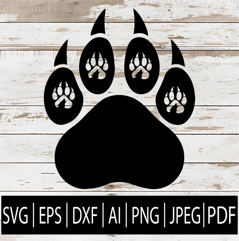 Wolf Paw SVG | Wolf Paw Print Silhouette Cut File | Wildlife Animal ...