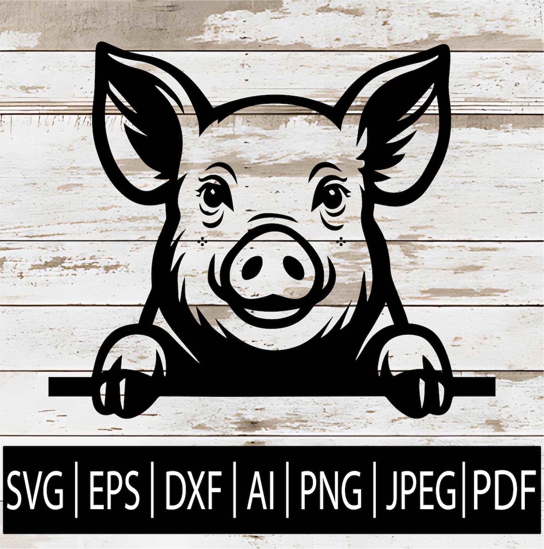 Peeking Pig SVG | Cute Farm Pig Peekaboo Silhouette | Funny Farm Animal ...