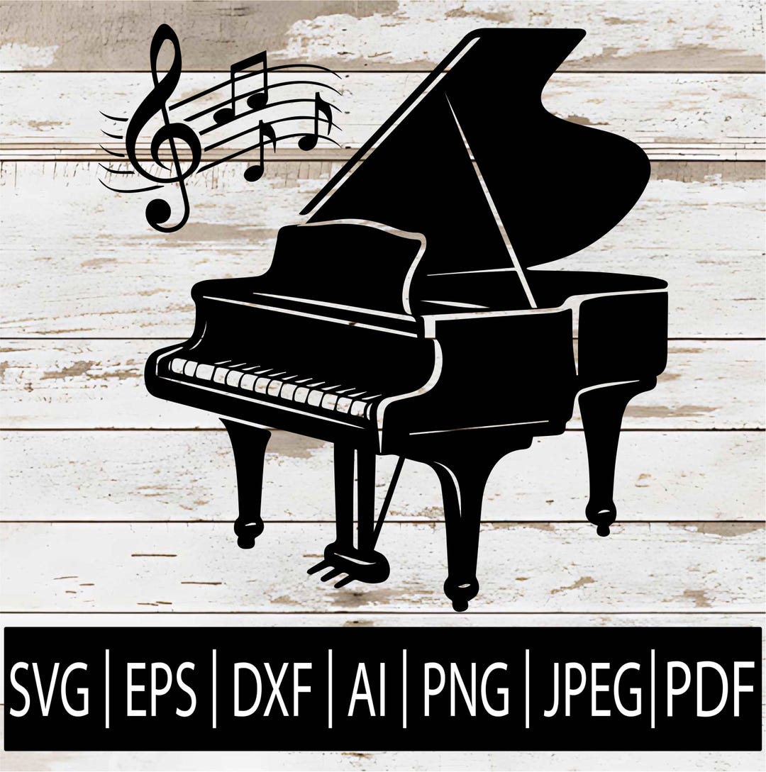 Grand Piano SVG | Music Notes & Treble Clef Silhouette | Musical ...