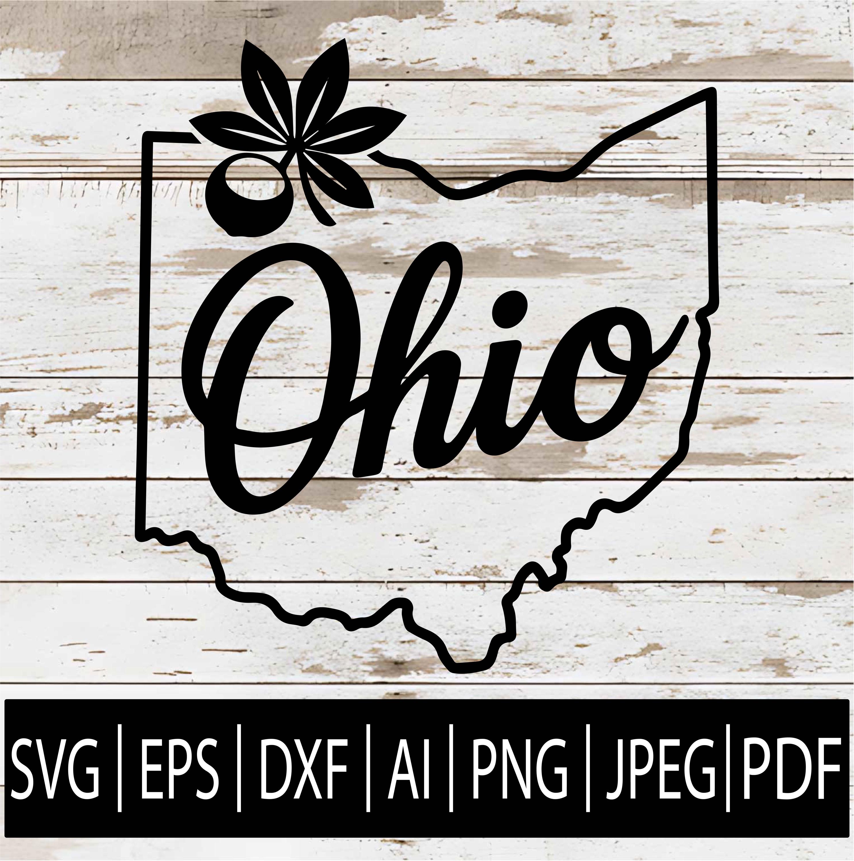 Ohio State Shape SVG With Buckeye Tree | State Outline Clipart | Ohio ...