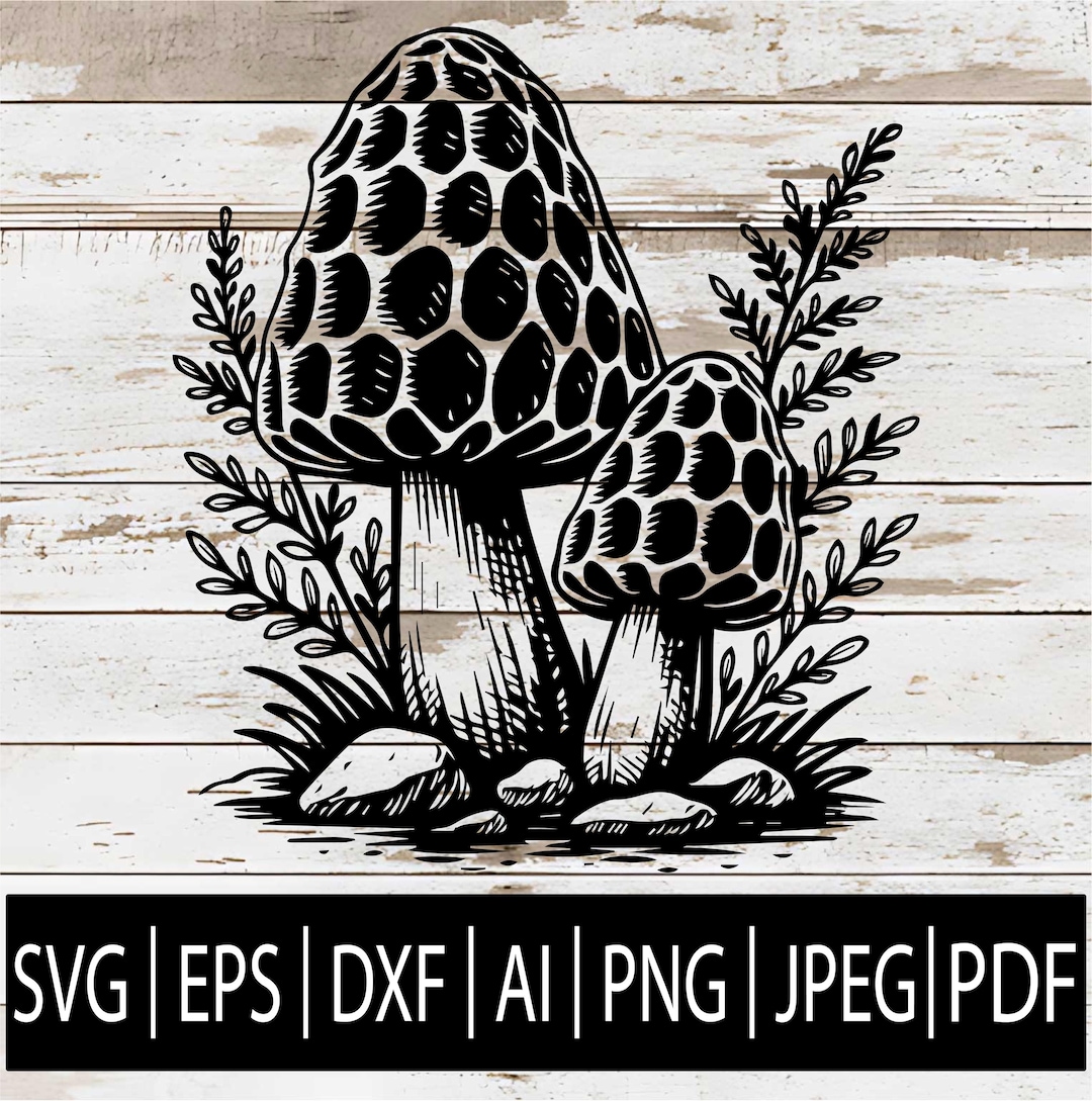 Morel Mushroom SVG | Wild Forest Mushrooms Laser Engrave File Clipart ...