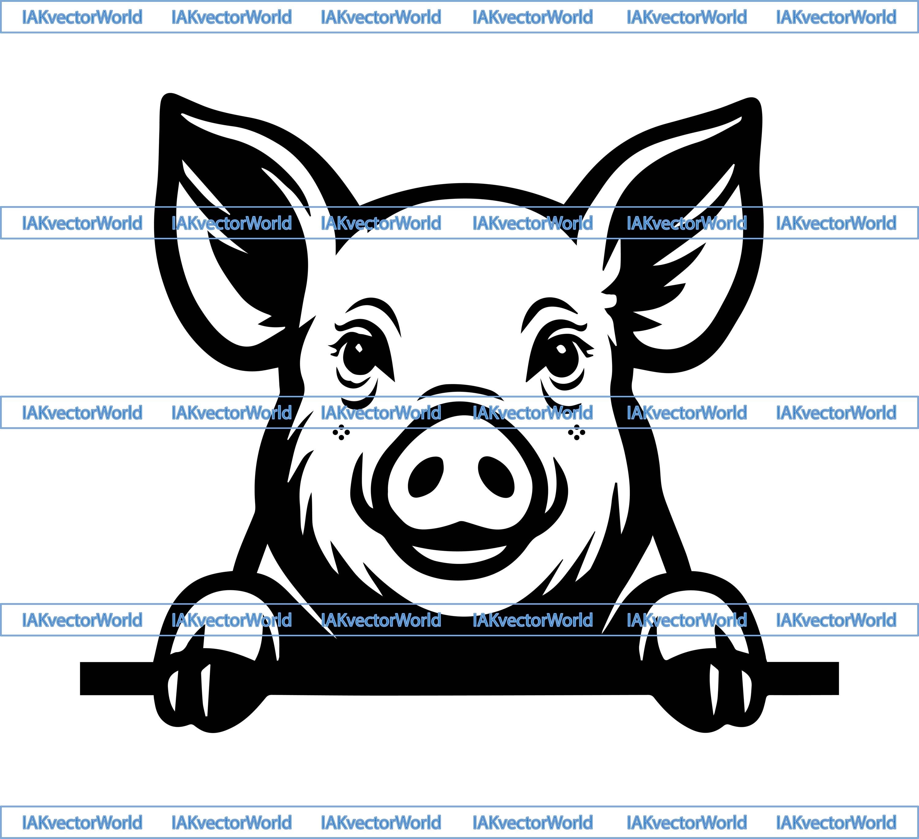 Peeking Pig SVG | Cute Farm Pig Peekaboo Silhouette | Funny Farm Animal ...