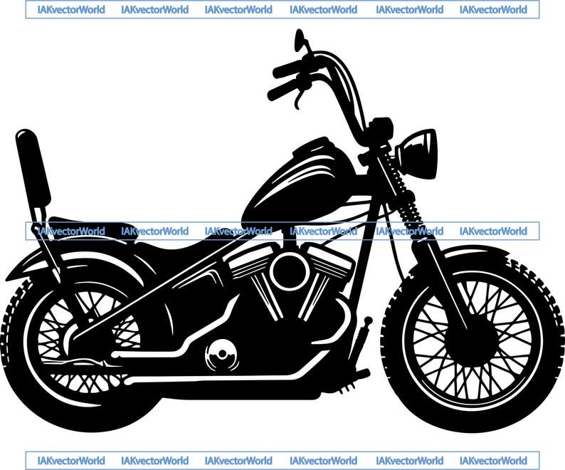 Chopper Motorcycle SVG | Biker Clipart | Harley Style Bike Clipart ...