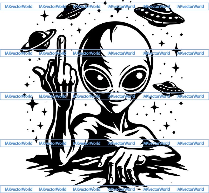 Peeking Alien Middle Finger SVG | Funny UFO Extraterrestrial Flipping ...