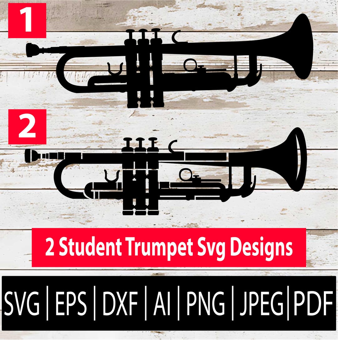 Trumpet SVG Designs | Student Trumpet Clipart for Cricut Silhouette Sub ...