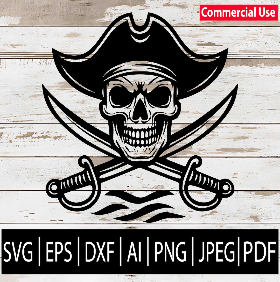 Pirate Skull & Crossed Swords SVG | Jolly Roger Design Vector Graphic ...