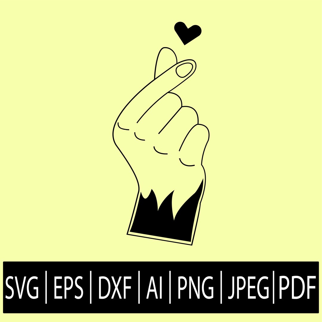 Korean Heart Hand Gesture Sign, Logo, Clipart, Outline, Svg, Eps, Pdf ...