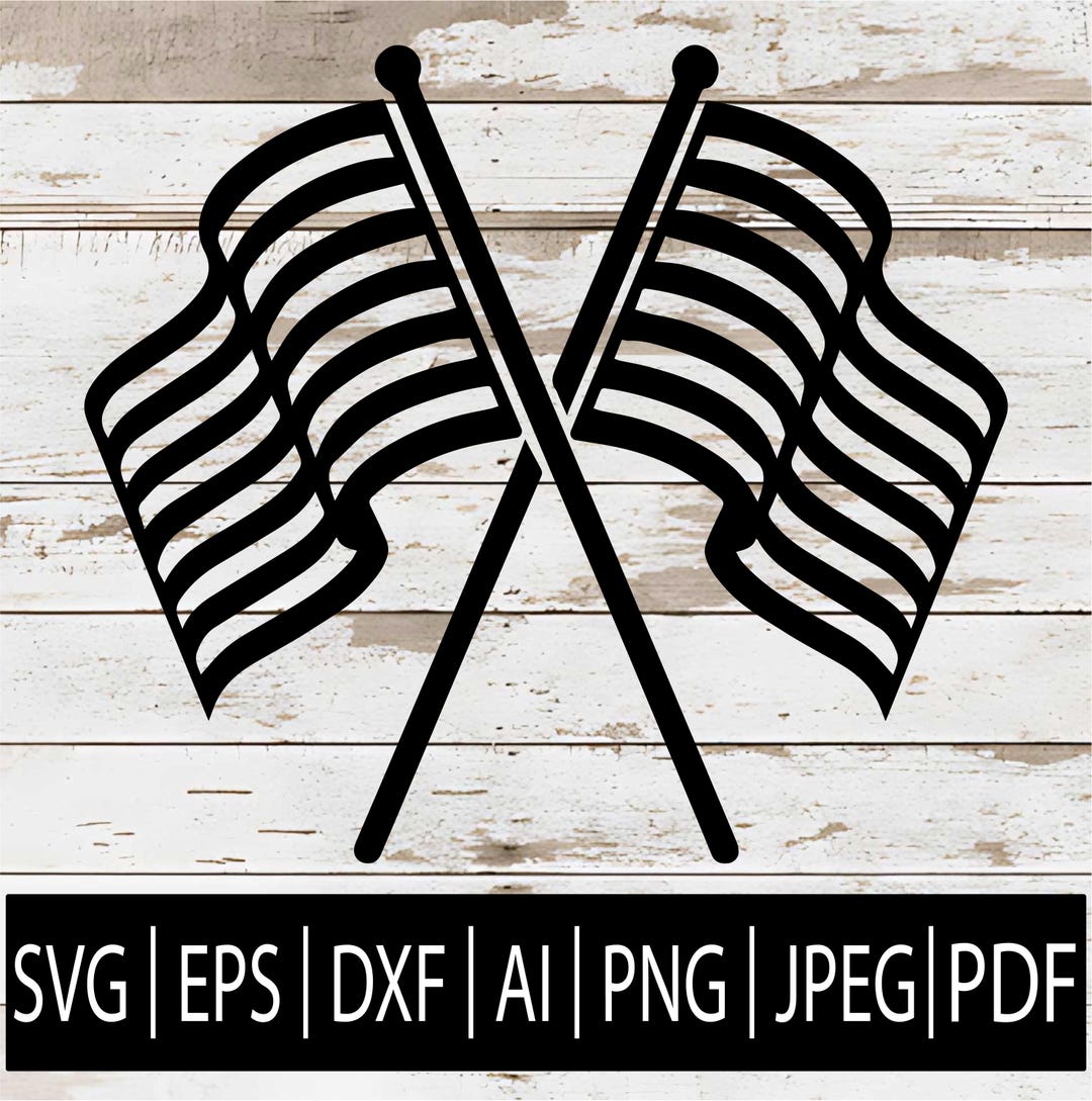 Crossed Flags SVG | Racing Flags Silhouette Clipart | Finish Line ...