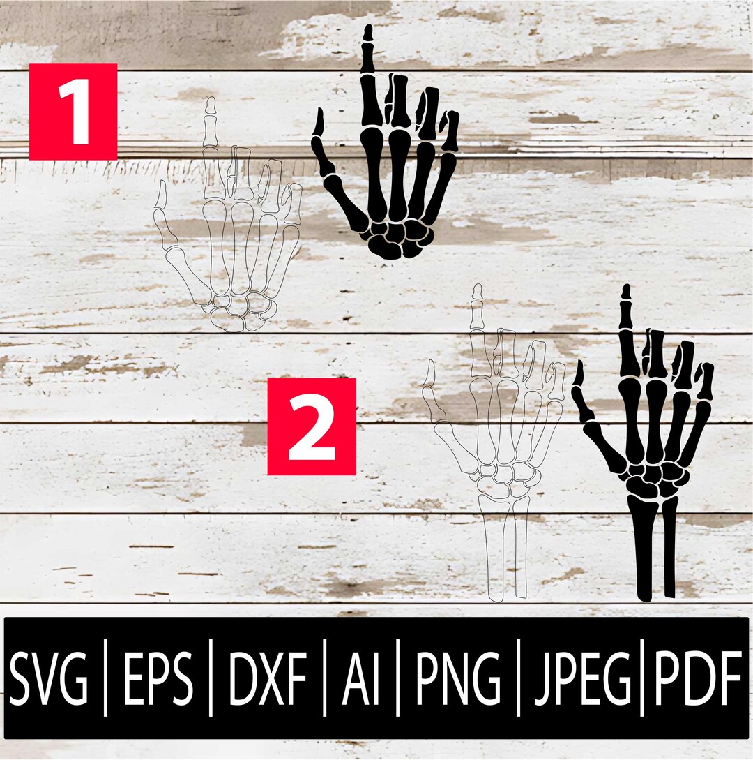 Skeleton Hand Pointing Svgs | Spooky Bone Clipart | Gothic Halloween ...