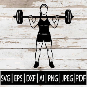 Weightlifting SVG Design | Woman Weightlifter Gym Workout Silhouette ...
