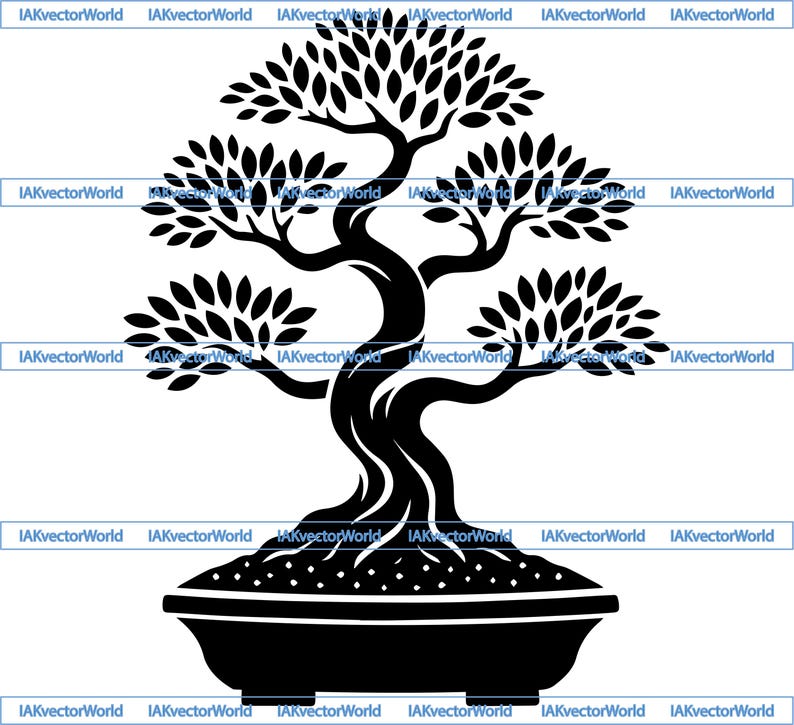 Bonsai Tree Silhouette SVG | Japanese Zen Tree Clipart for Cricut Sub ...