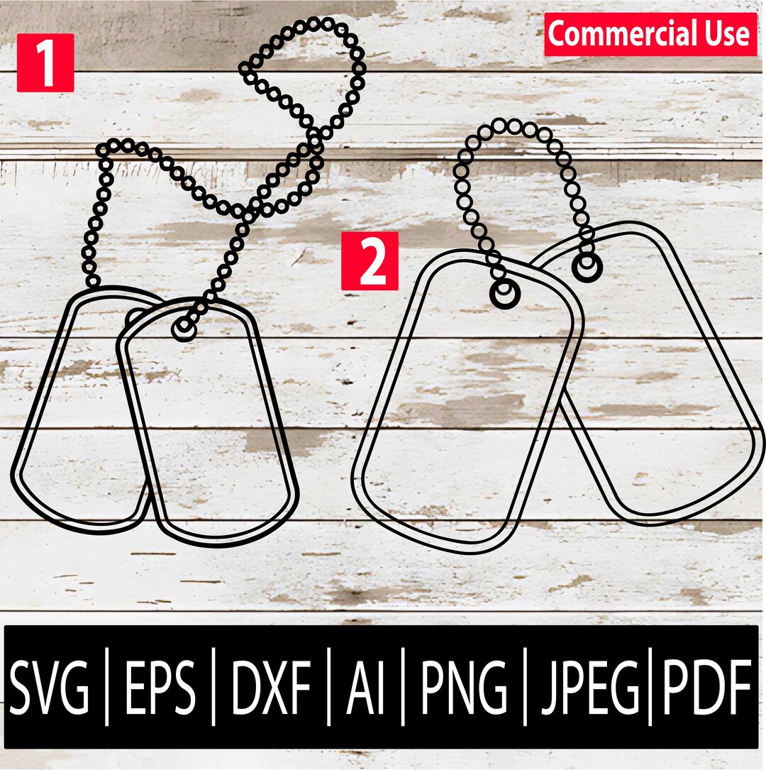 Dog Tags Outline SVG Bundle - 2 Military Inspired Vector Files for ...