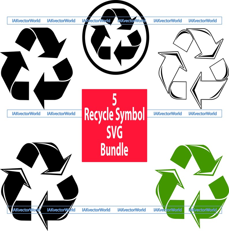 5 Recycle Symbol SVG Bundle | Recycling Logos for Cricut Laser Sub Cnc ...